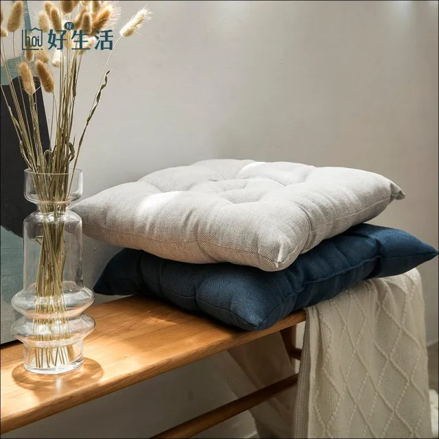 【hoi! 好好生活】簡約斜紋麻感榻榻米坐墊-灰45x45cm - momo購物網