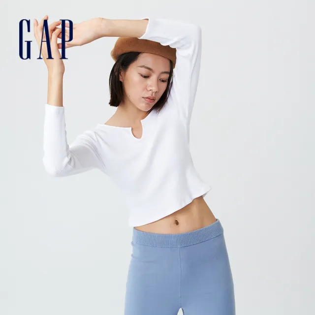 【GAP】女裝 女友T系列 純棉短版修身長袖T恤(790143-白色) - momo購物網 - 好評推薦 -2023年1月