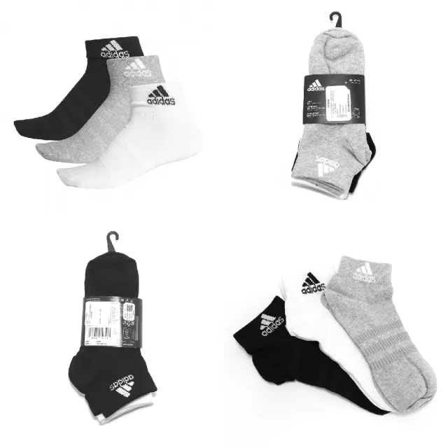 【adidas 愛迪達】中筒襪 Ankle Socks 男女款 黑 灰 白 短襪 支撐 休閒 運動 襪子 三雙入 愛迪達(DZ9434 ...
