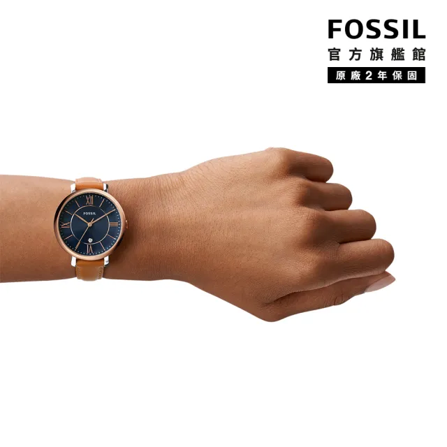 【FOSSIL 官方旗艦館】Jacqueline 經典藍面羅馬數字女錶 棕色真皮錶帶 36MM ES4274 - momo購物網 - 好評推薦 ...