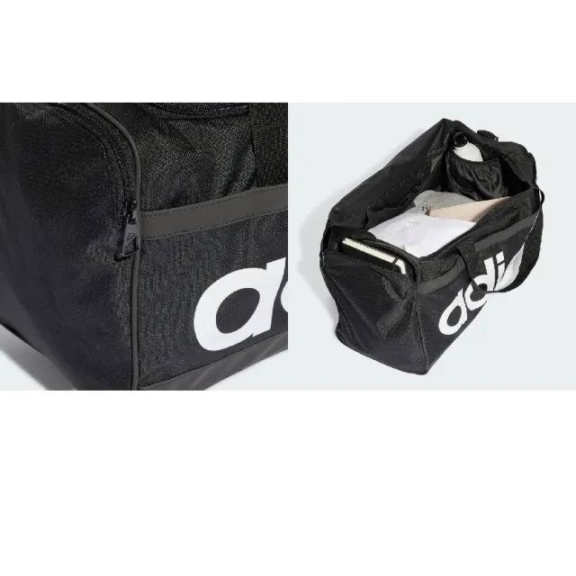 【adidas 愛迪達】包包 Essentials Duffle Medium 男女款 黑 健身包 行李袋 雙拉鍊 愛迪達(HT4743 ...