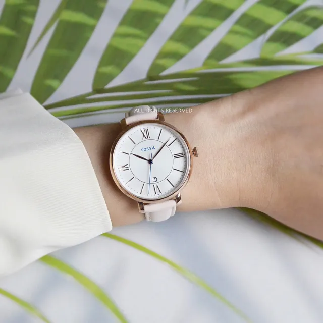 【FOSSIL】Jacqueline 粉色款 皮革腕錶(ES3988) - momo購物網 - 好評推薦 -2024年2月