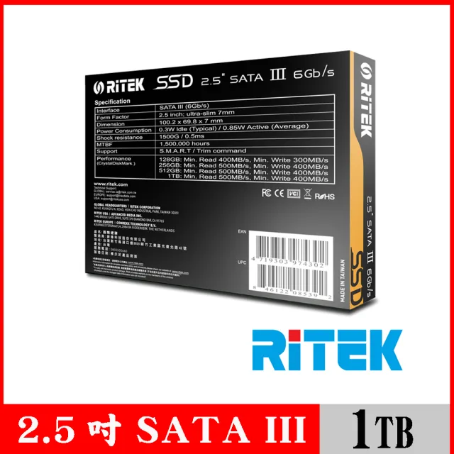 【RITEK錸德】1TB SATA-III 2.5吋 SSD固態硬碟 - momo購物網 - 好評推薦 -2024年6月