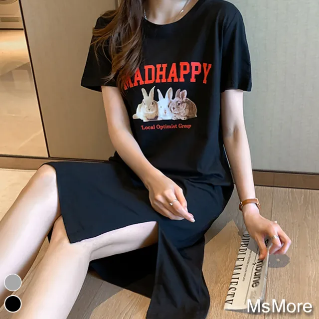 【MsMore】韓國少女團居家休閒彼得兔印花T恤洋裝#109858現貨+預購(2色) - momo購物網 - 好評推薦