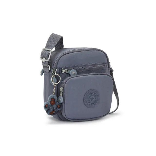 【KIPLING官方旗艦館】灰調寧靜藍多袋小巧斜背包-RON - momo購物網 - 好評推薦 -2024年8月