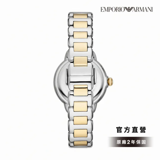 【EMPORIO ARMANI】Mia 經典輕奢仕女錶 銀色 x 金色不鏽鋼鍊帶 32MM AR11524 - momo購物網 - 好評推薦 ...