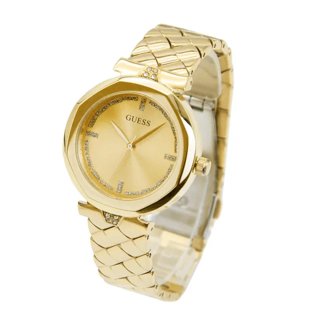【GUESS】金色系 晶鑽簡約錶盤 絎縫造型不鏽鋼錶帶 手錶 腕錶(GW0613L2) - momo購物網 - 好評推薦 -2024年2月