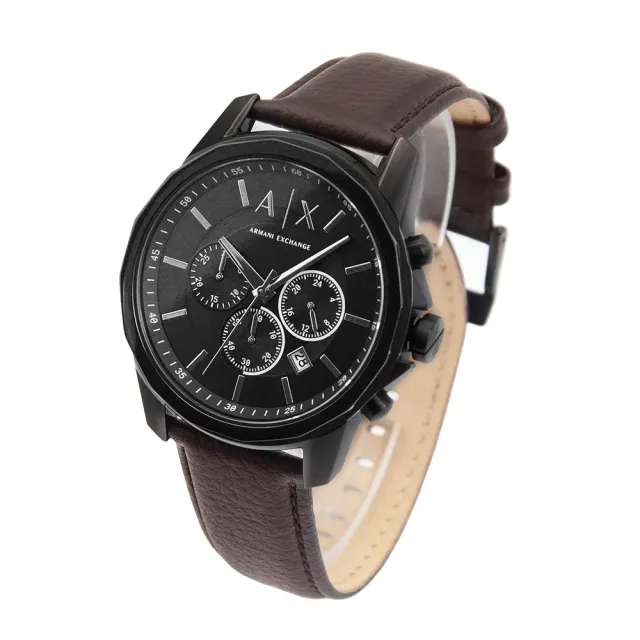 【A|X Armani Exchange】黑色系 三眼計時腕錶 深咖啡色皮革錶帶 42mm(AX1732) - momo購物網 - 好評推薦 ...