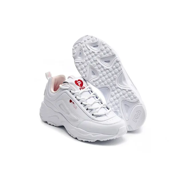 【FILA】Distracer Heart 情人節款 愛心 白 增高 女 休閒鞋 經典 復古 厚底 老爹鞋(5-C112Y-128 ...