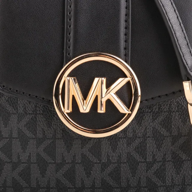 【Michael Kors】金圓MK 拼接皮革鍊帶斜背手機包(黑灰) - momo購物網 - 好評推薦 -2024年3月