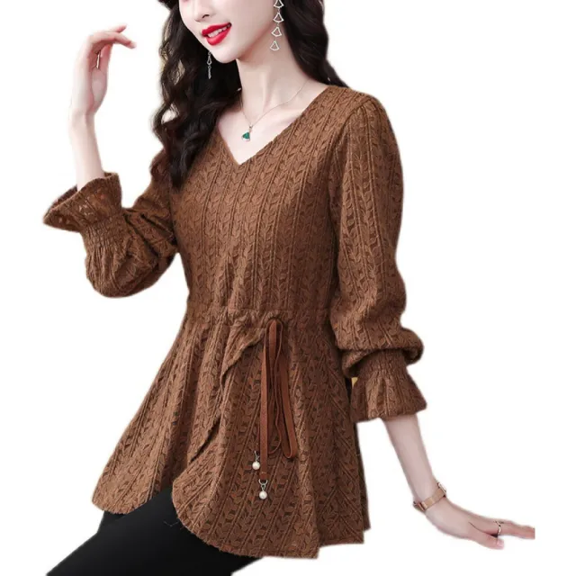 【Very Buy 非常勸敗】預購/時尚蕾絲衫女春季新歐美遮肚顯瘦百搭V領中長款內搭上衣 - momo購物網 - 好評推薦 -2024年3月
