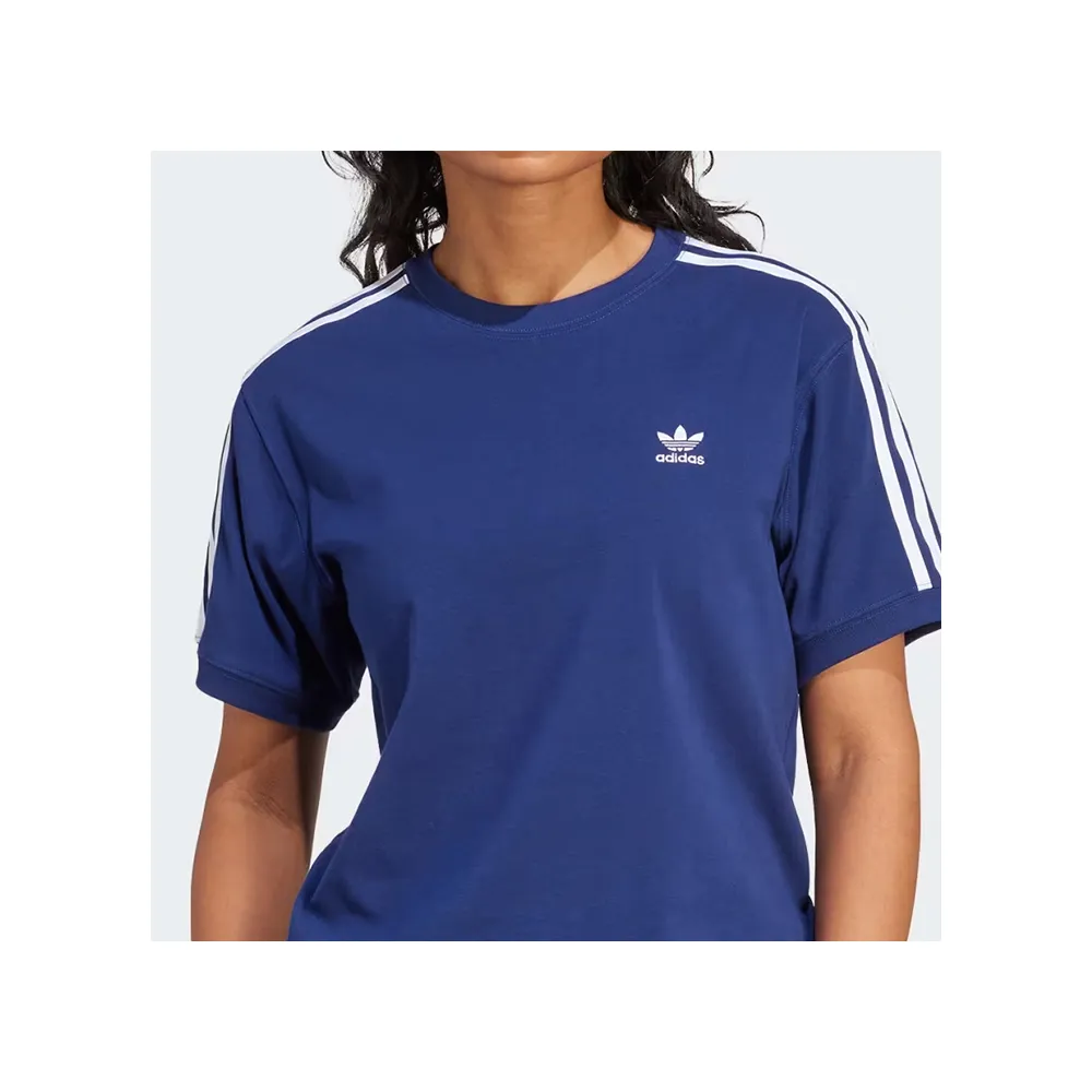 【adidas 愛迪達】3 Stripe Tee 女款 藍色 百搭 圓領 舒適 上衣 運動 休閒 短袖 IR8053 - momo購物網 ...