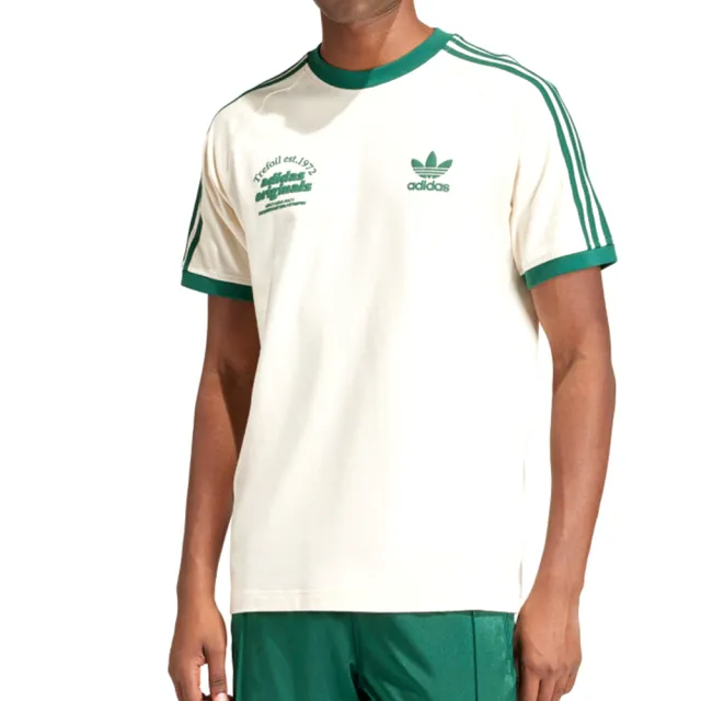 【adidas 愛迪達】GRF Tee 男款 米綠色 經典 三葉草 修身 棉質 舒適 運動 休閒 短袖 IU0217 - momo購物網 ...