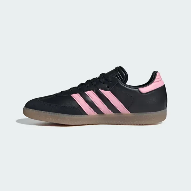 【adidas 愛迪達】SAMBA INTER MIAMI CF運動休閒鞋(IH8157 MIAMI CF客場配色室內足球鞋 BLACK x ...