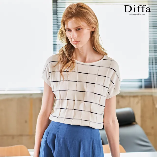 【Diffa】格子織紋連袖針織衫-女 - momo購物網 - 好評推薦 -2024年5月