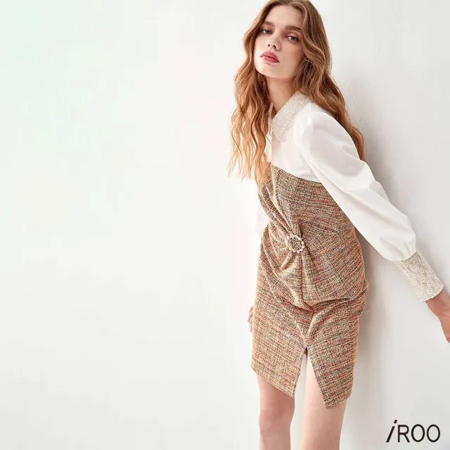 【iROO】花呢紗拼接洋裝 - momo購物網 - 好評推薦 -2025年1月