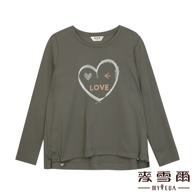 【MYVEGA 麥雪爾】高含棉愛心刺繡下擺抽繩上衣-墨綠 - momo購物網 - 好評推薦 -2025年7月